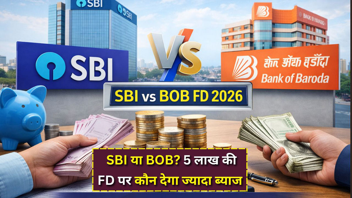 SBI vs BoB FD Rates 2026 : 5 लाख की FD पर ज्यादा ब्याज?